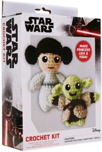 star wars crochet craft kit - make princess leia and yoda - everything you need, multicolor