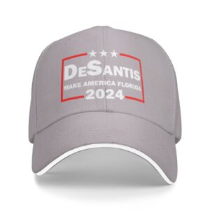 kataku ron desantis 2024 make america florida baseball cap men women plain adjustable twill low profile hat gray