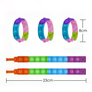 kapibarasensei 25PCS Push Pop Fidget Toy Fidget Bracelet, Durable and Adjustable, Multicolor Stress Relief Finger Press Bracelet for Kids and Adults ADHD ADD Autism