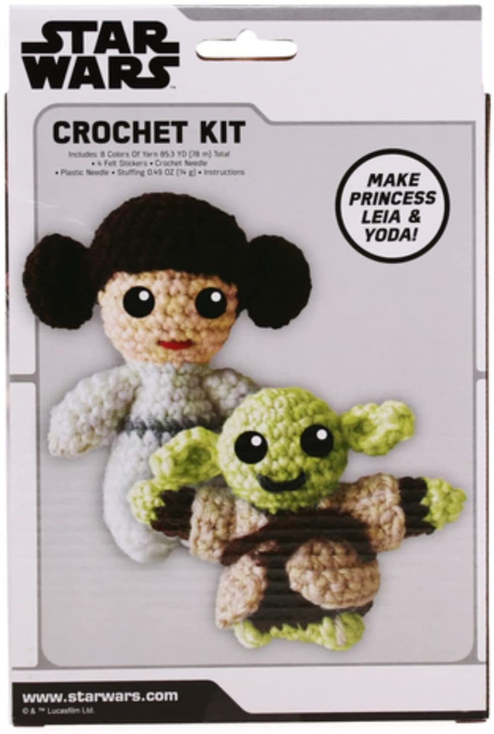 Star Wars Crochet Craft Kit - Make Princess Leia and Yoda - Everything You Need, multicolor