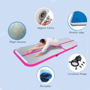 Lucear Inflatable Air Gymnastics Mat Training Mats 10ft/13ft/16ft/20ft Gymnastics Tracks for Home Use/Training Pink