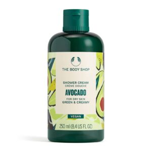 the body shop avocado shower cream, for dry skin – cleanses and nourishes – vegan – 8.4oz