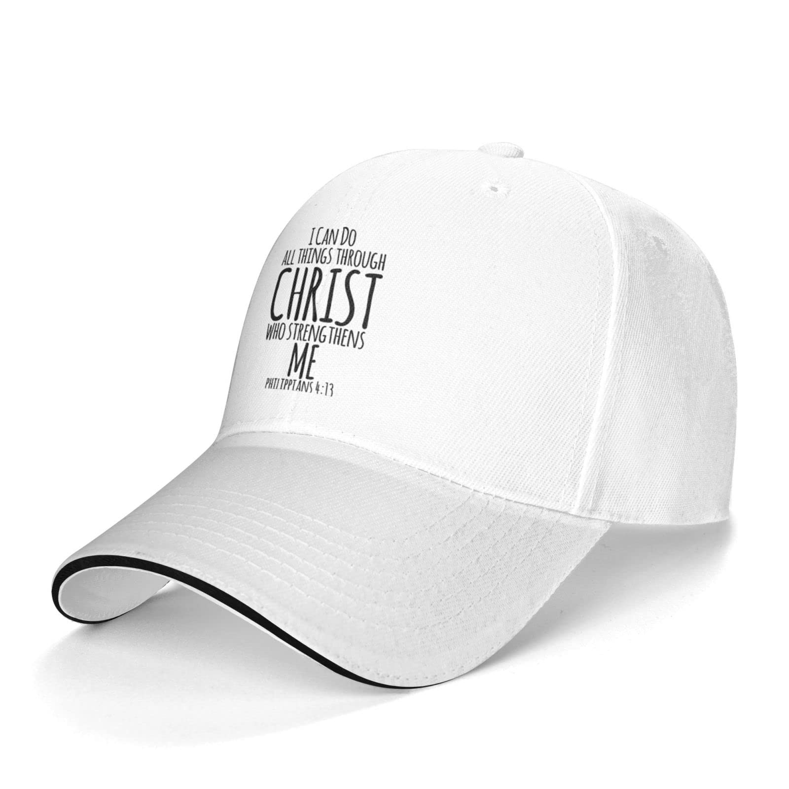 I Can Do All Things Through Christ, Christian God Baseball Caps Men Women Ball Hat Adjustable Trucker Hat White Cowboy Hat…