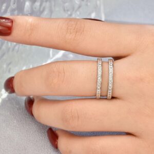 Wuziwen Vintage Princess Ring Enhancer for Women AAAAA CZ Wedding Band Set 925 Sterling Silver (Silver, 6)