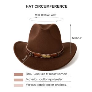 HUDANHUWEI Western Cowboy Hat Wide Brim Outdoor Fedora Hat Coffee