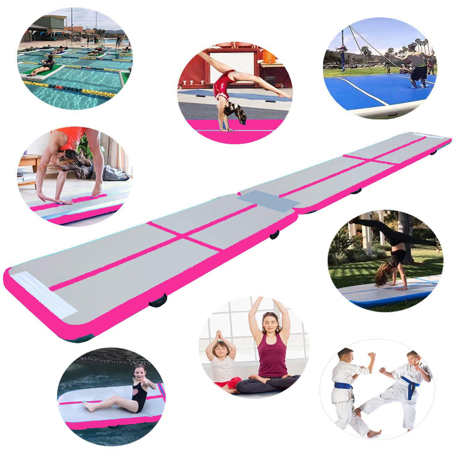 Lucear Inflatable Air Gymnastics Mat Training Mats 10ft/13ft/16ft/20ft Gymnastics Tracks for Home Use/Training Pink