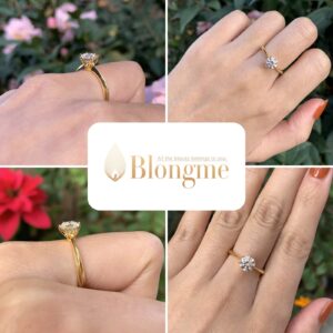 Blongme 1 Carat Moissanite Rings for Women Engagement Wedding band 925 Sterling Silver Round Solitaire Yellow Gold Size 7