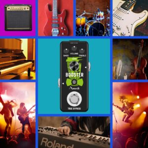 Amuzik Guitar Effect Pedal Booster Analog Guitar Boost Effects Pedals For Electric Guitar Classic Pure Signal Amplification Mini Size True Bypass