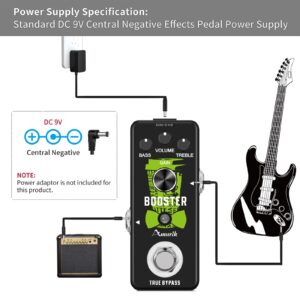 Amuzik Guitar Effect Pedal Booster Analog Guitar Boost Effects Pedals For Electric Guitar Classic Pure Signal Amplification Mini Size True Bypass