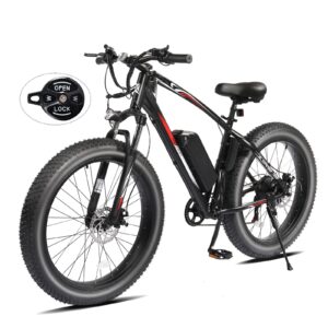 pexmor electric bike for adults, 500w 48v 13ah removable battery ebike, 50miles 20mph 26" fat tire adult electric bicycle, electric mountain bike snow beach commuter e-bike,7 speed,ul certified