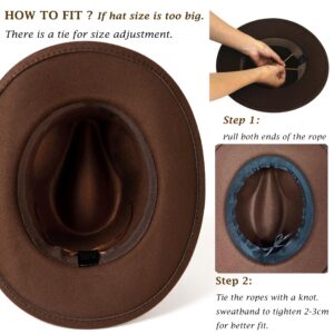 HUDANHUWEI Western Cowboy Hat Wide Brim Outdoor Fedora Hat Coffee