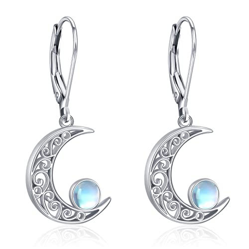 Moon Earrings 925 Sterling Silver Moonstone Earrings For Women Celtic Moon Dangle Earring Jewelry Gifts For Women