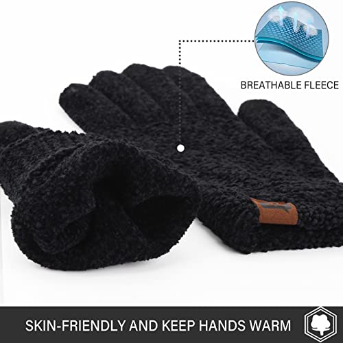 FZ FANTASTIC ZONE Womens Winter Touchscreen Gloves for Cold Weather, Chenille Warm Knit Gloves