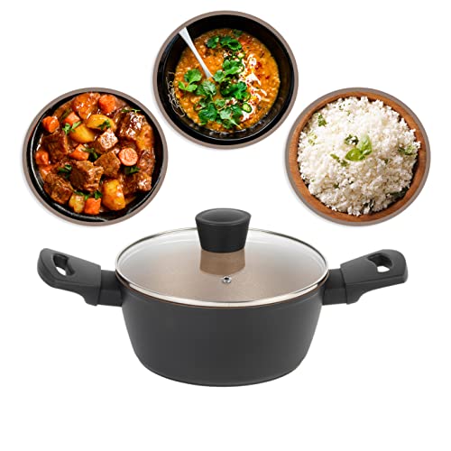 Russell Hobbs RH01669BEU7 Opulence 20 cm Stockpot with Lid -Non-Stick Casserole Pot, Induction Suitable Cooking Pot, Forged Aluminium Cookware, Dishwasher Safe, PFOA Free, Ideal for Soups/Stews/Curry