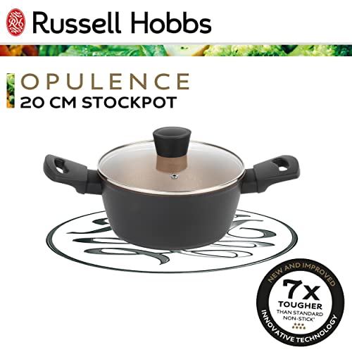 Russell Hobbs RH01669BEU7 Opulence 20 cm Stockpot with Lid -Non-Stick Casserole Pot, Induction Suitable Cooking Pot, Forged Aluminium Cookware, Dishwasher Safe, PFOA Free, Ideal for Soups/Stews/Curry