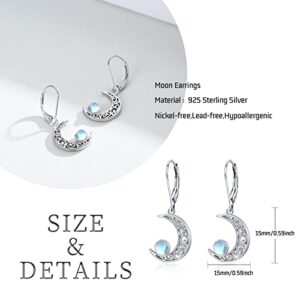 Moon Earrings 925 Sterling Silver Moonstone Earrings For Women Celtic Moon Dangle Earring Jewelry Gifts For Women