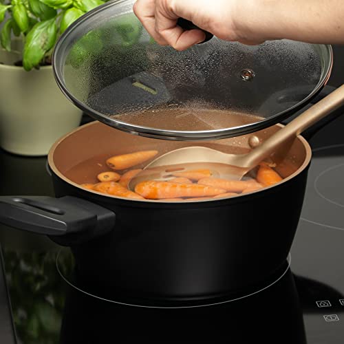 Russell Hobbs RH01669BEU7 Opulence 20 cm Stockpot with Lid -Non-Stick Casserole Pot, Induction Suitable Cooking Pot, Forged Aluminium Cookware, Dishwasher Safe, PFOA Free, Ideal for Soups/Stews/Curry