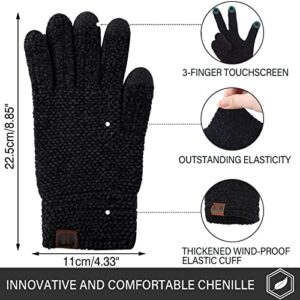 FZ FANTASTIC ZONE Womens Winter Touchscreen Gloves for Cold Weather, Chenille Warm Knit Gloves