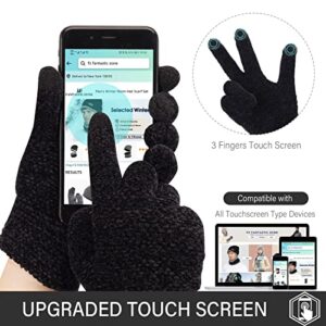 FZ FANTASTIC ZONE Womens Winter Touchscreen Gloves for Cold Weather, Chenille Warm Knit Gloves