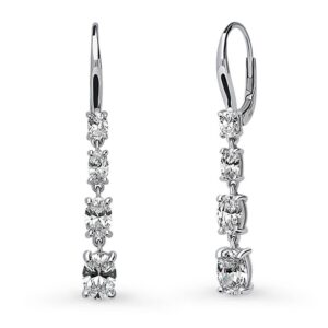 berricle sterling silver graduated cubic zirconia cz leverback dangle drop earrings for women, rhodium plated