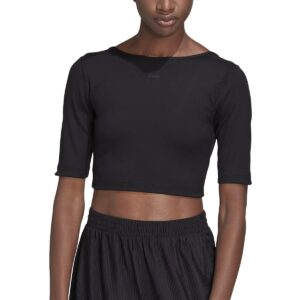 adidas women's studio open back top, black, medium