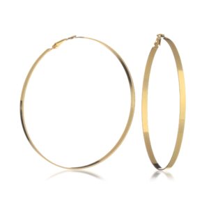 guess goldtone extra large steel smooth hoop earrings