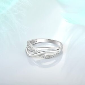 STARCHENIE Infinity Ring for Women 925 Sterling Silver Twisted Knot Ring Infinity Statement Rings Size 7