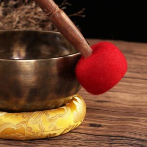 Singing Bowl Mallet Striker Stick: Wooden Sound Stick Buddha Red Sound Bowl Mallet Tibetan Bowl Felt Wrapped Striker for Meditation Yoga Relaxation