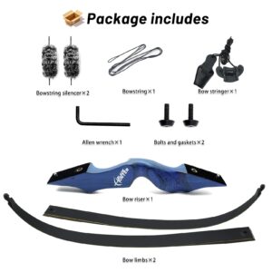 OBTOUTDOOR Black Hunter Original Takedown Recurve Bows for Adults Archery Recurve Bow Set 60" 20-60 lbs Right Hand for Outdoor Targets Practice Hunting Training Competition (Blue-60lbs)