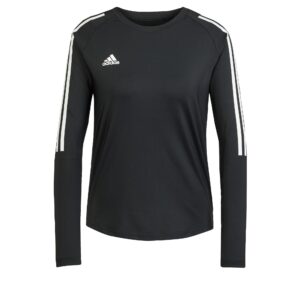 adidas women's hi low jersey long sleeve, black/white, x-large