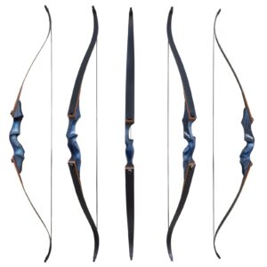 OBTOUTDOOR Black Hunter Original Takedown Recurve Bows for Adults Archery Recurve Bow Set 60" 20-60 lbs Right Hand for Outdoor Targets Practice Hunting Training Competition (Blue-60lbs)