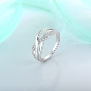 STARCHENIE Infinity Ring for Women 925 Sterling Silver Twisted Knot Ring Infinity Statement Rings Size 7