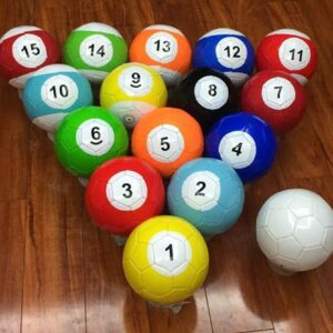 Zony Snookball Set - 16 Pcs Recreational Football Game Snooker Balls with Air Pump, 15cm Diameter, Unisex-Kids, Huge Billiards Pool Soccer Ball Party Game