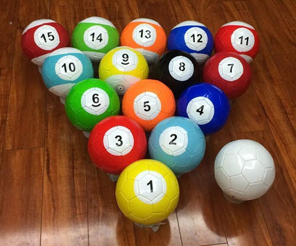 Zony Snookball Set - 16 Pcs Recreational Football Game Snooker Balls with Air Pump, 15cm Diameter, Unisex-Kids, Huge Billiards Pool Soccer Ball Party Game