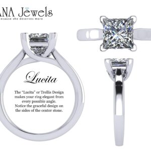 NANA Jewels 2.00ct Princess Lucita Solitaire Engagement Ring Wedding Set Pure Brilliance Zirconia in Silver Size 7