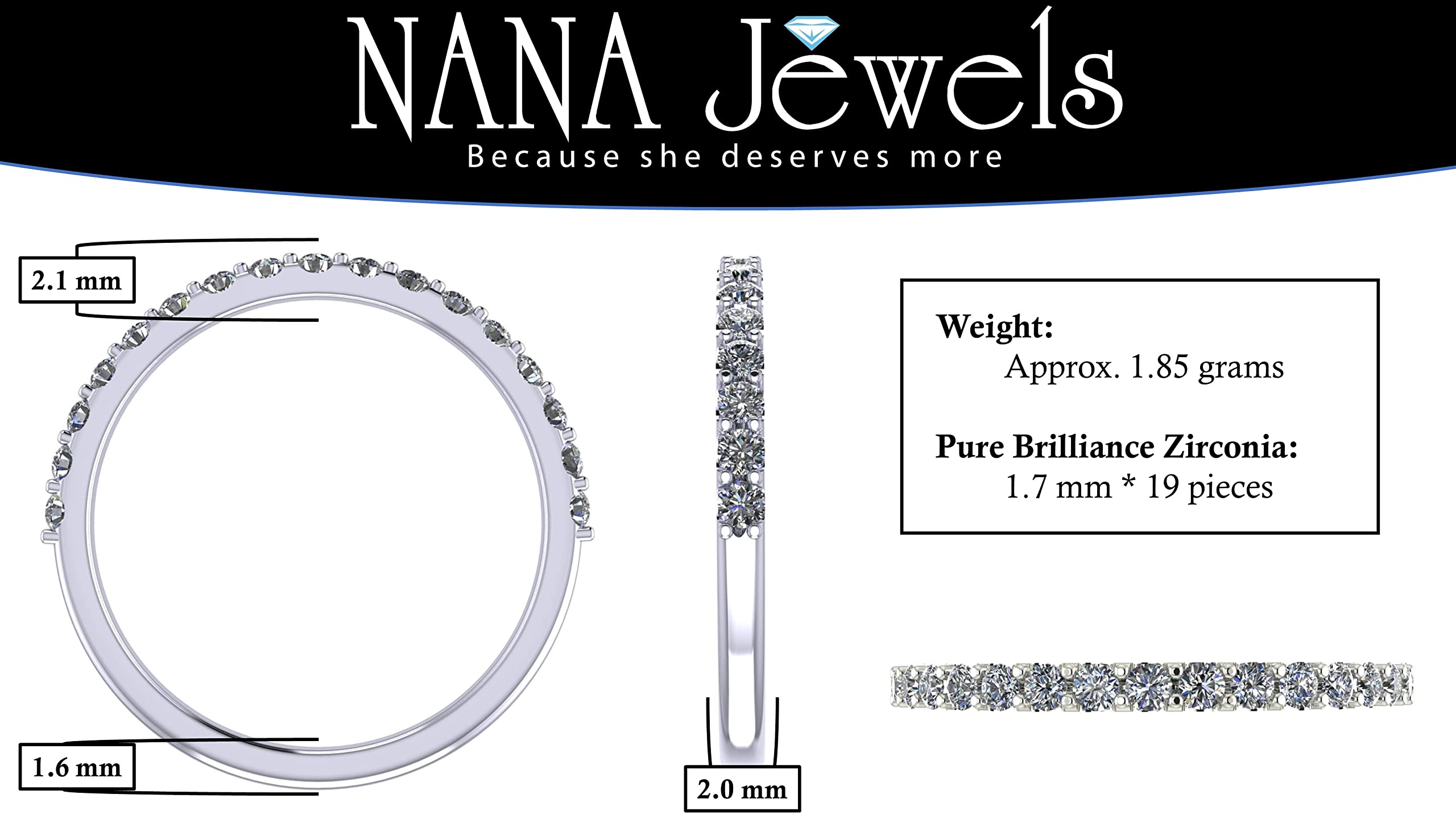 NANA Jewels 2.00ct Princess Lucita Solitaire Engagement Ring Wedding Set Pure Brilliance Zirconia in Silver Size 7