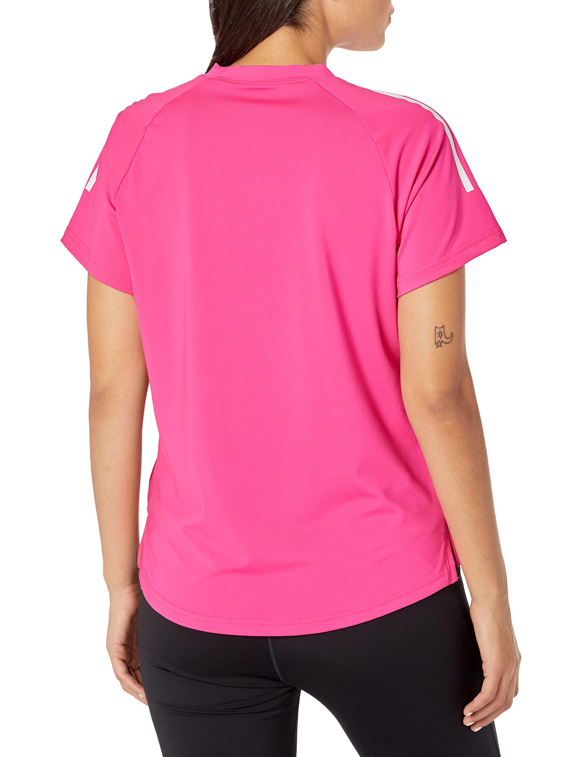 adidas Women's Hi Low Jersey Short Sleeve, Team Shock Pink/White, Large