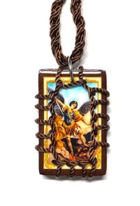 st michael brown scapular necklace escapulario madera cafe san miguel arcangel