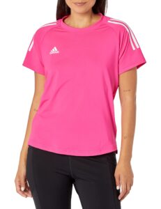 adidas women's hi low jersey short sleeve, team shock pink/white, large