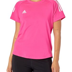 adidas Women's Hi Low Jersey Short Sleeve, Team Shock Pink/White, Large