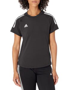 adidas women's hi low jersey short sleeve, black/white, large