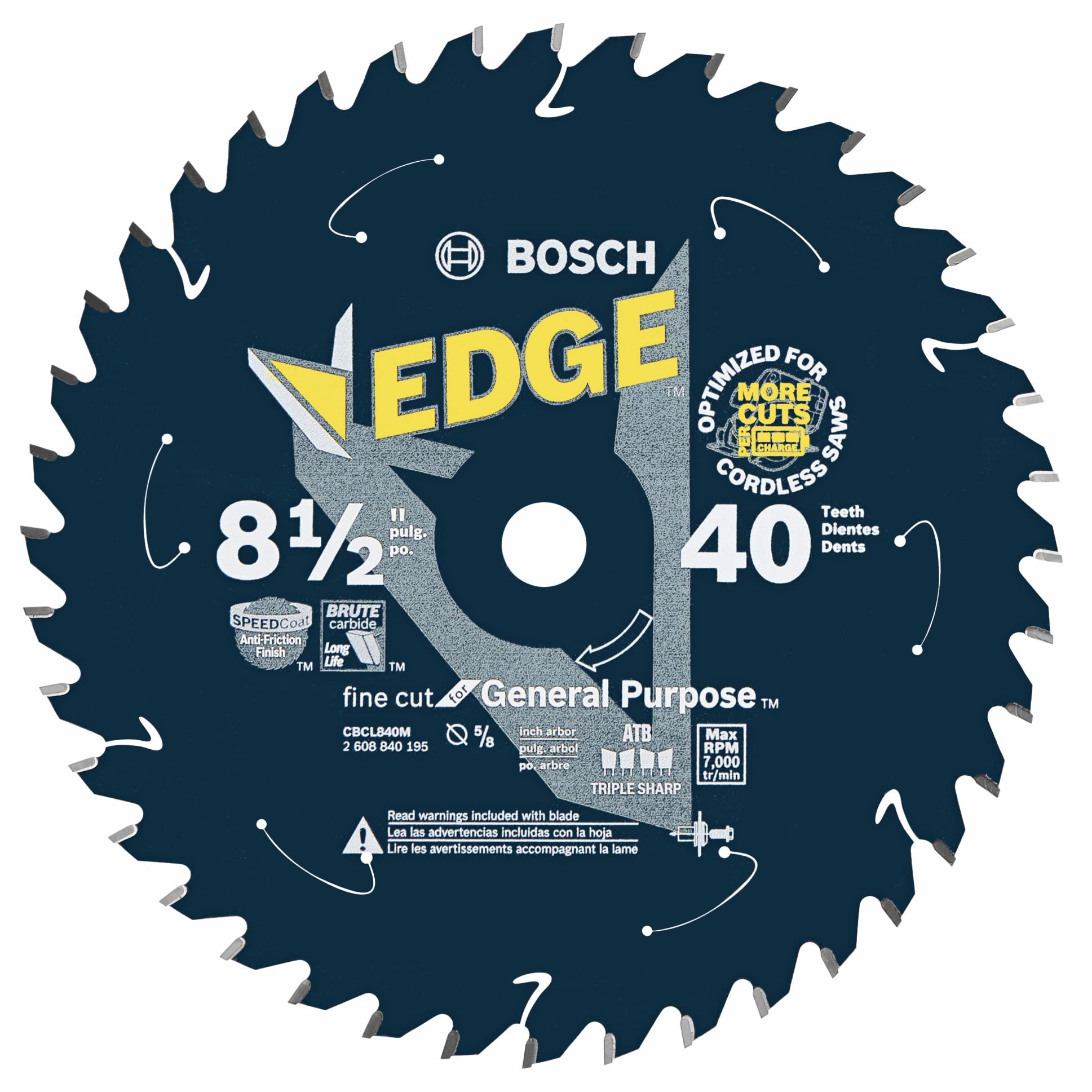 Bosch CBCL840M 8-1/2" 40 Tooth Edge Cordless Circular Saw Blade for General Purpose