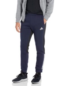 adidas men's essentials colorblock fleece pants, ink/black, large