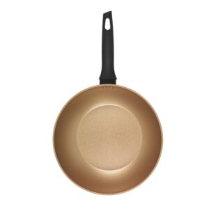 Russell Hobbs RH01672BEU7 Opulence Collection Non-Stick 28 cm Stirfry Pan, Induction and Dishwasher Safe, PFOA Free, Black and Gold, Aluminium Body, Soft Bakelite Handle, Metal Utensil Safe