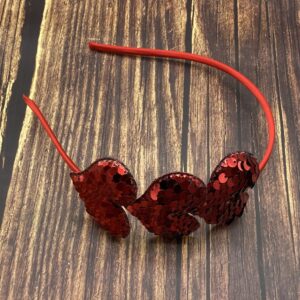 Dzrige Valentine's Day Heart Headband,Red Sequin Love Hair Band Hoop,Glitter Heart Shaped Hair Accessoires for Girls Women Valentine's Day New Year Wedding Birthday Party Gift