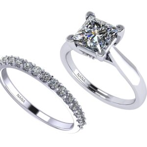 NANA Jewels 2.00ct Princess Lucita Solitaire Engagement Ring Wedding Set Pure Brilliance Zirconia in Silver Size 7