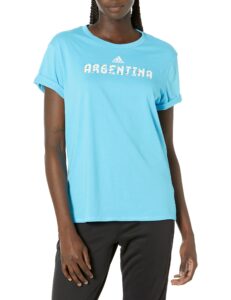 adidas women's world cup 2022 tee, bright cyan (argentina), medium