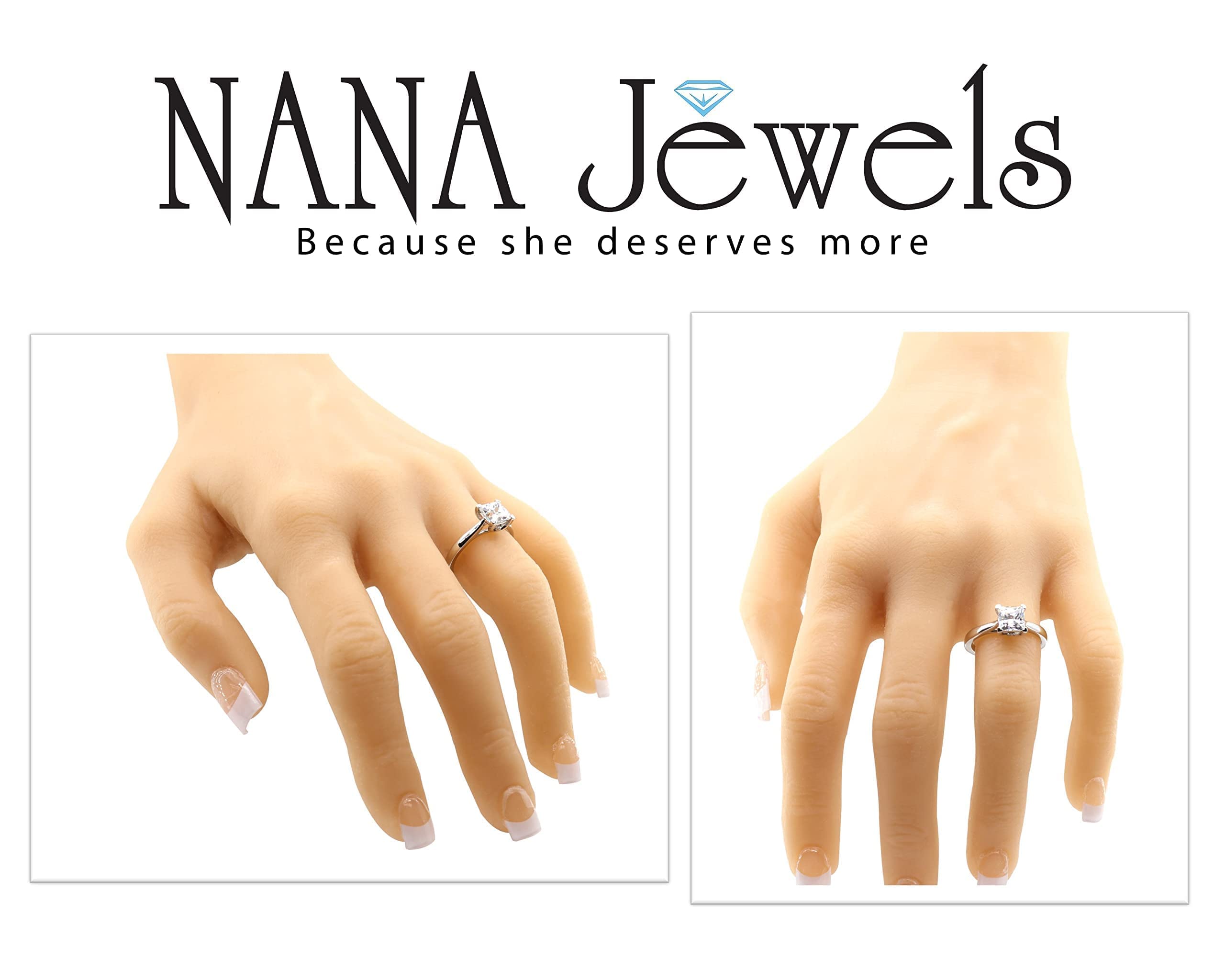 NANA Jewels 2.00ct Princess Lucita Solitaire Engagement Ring Wedding Set Pure Brilliance Zirconia in Silver Size 7