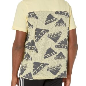 adidas Men's Essentials Brandlove All Oversize Logo Tee, Almost Yellow/Linen Green, X-Large