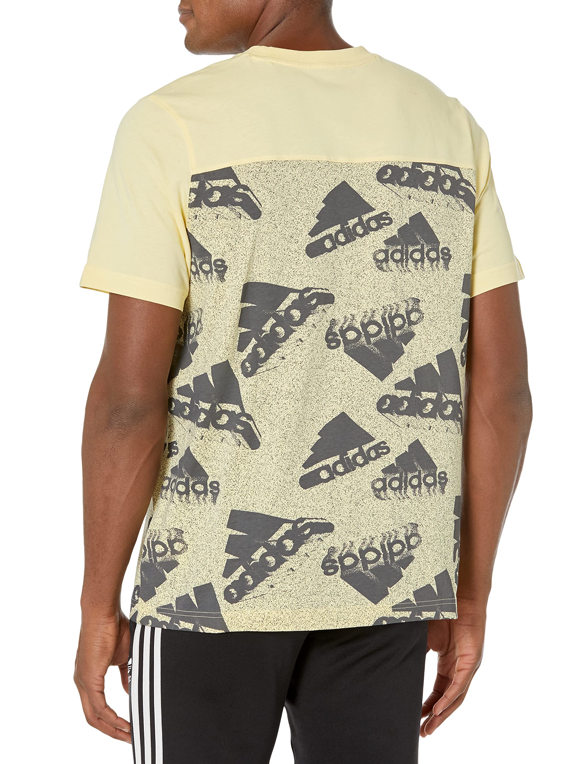 adidas Men's Essentials Brandlove All Oversize Logo Tee, Almost Yellow/Linen Green, X-Large